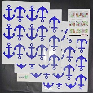 Set of 48 Anchor Pattern Wall Sticker Vinyl Sailing Nautical Wall Decal- Kids Boys Room Interior Home Decoration Mural (Dark Blue 55x78mm)