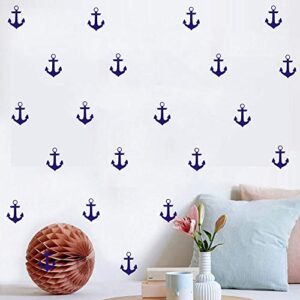 Set of 48 Anchor Pattern Wall Sticker Vinyl Sailing Nautical Wall Decal- Kids Boys Room Interior Home Decoration Mural (Dark Blue 55x78mm)