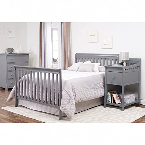 Sorelle Furniture Princeton Elite Crib and Changer Classic -in- Convertible Diaper Changing Table Made of Pine Wood Non-Toxic Wooden Baby Bed Toddler Childs Daybed Full-Size Nursery - Weathered Grey