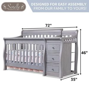 Sorelle Furniture Princeton Elite Crib and Changer Classic -in- Convertible Diaper Changing Table Made of Pine Wood Non-Toxic Wooden Baby Bed Toddler Childs Daybed Full-Size Nursery - Weathered Grey