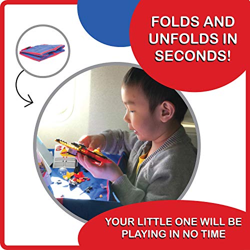 Fun N' Fly Foldable Travel Tray - Blue Red Portable Durable Kids, Toddler, Baby Play Space and Snack Desk for Airplane Travel by FunnFly