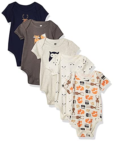 Hudson Baby Unisex Baby Cotton Bodysuits Forest, 0-3 Months