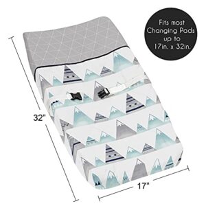 Navy Blue, Aqua and Grey Aztec Changing Pad Cover for Mountains Collection by Sweet Jojo Designs