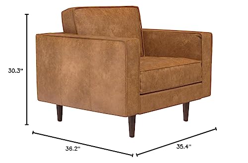 Amazon Brand – Rivet Aiden Mid-Century Modern Tufted Leather Accent Chair (35.4"W) - Cognac Leather