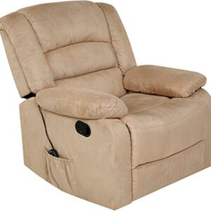 Relaxzen Longstreet Rocker Recliner with Massage, Heat and Dual USB Ports,Microfiber, Beige