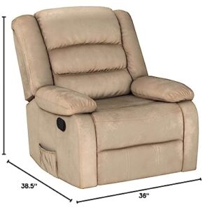 Relaxzen Longstreet Rocker Recliner with Massage, Heat and Dual USB Ports,Microfiber, Beige