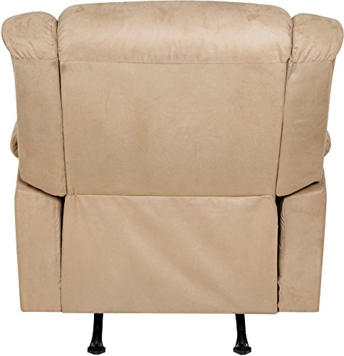 Relaxzen Longstreet Rocker Recliner with Massage, Heat and Dual USB Ports,Microfiber, Beige