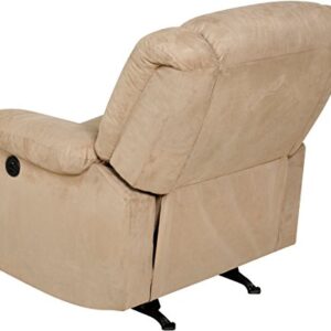 Relaxzen Longstreet Rocker Recliner with Massage, Heat and Dual USB Ports,Microfiber, Beige