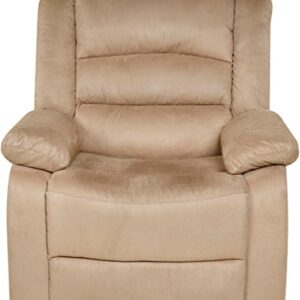 Relaxzen Longstreet Rocker Recliner with Massage, Heat and Dual USB Ports,Microfiber, Beige