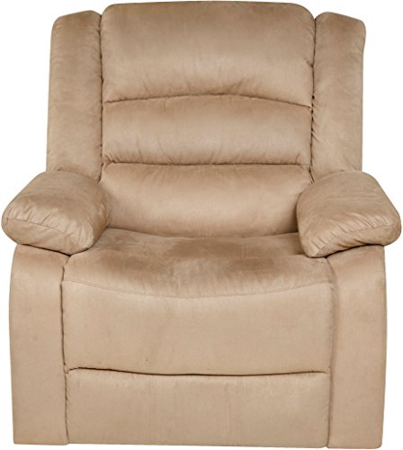 Relaxzen Longstreet Rocker Recliner with Massage, Heat and Dual USB Ports,Microfiber, Beige