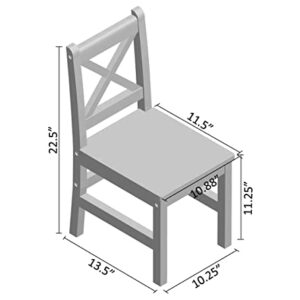 eHemco Solid Hard Wood Kids Table and Chair Set (2 Chairs Included), Natural, 3 Piece Set