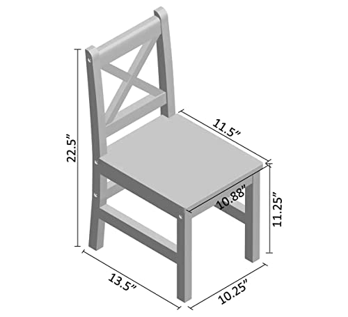 eHemco Solid Hard Wood Kids Table and Chair Set (2 Chairs Included), Natural, 3 Piece Set