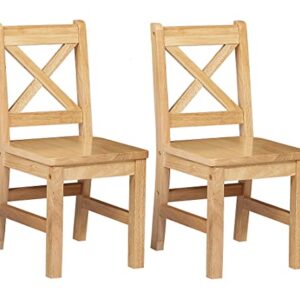 eHemco Solid Hard Wood Kids Table and Chair Set (2 Chairs Included), Natural, 3 Piece Set