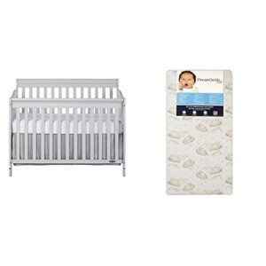 dream on me ashton 5 in 1 convertible crib with dream on me spring crib and toddler bed mattress, twilight