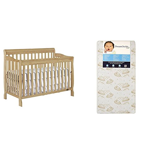 Dream On Me Ashton 5 in 1 Convertible Crib with Dream On Me Spring Crib and Toddler Bed Mattress, Twilight