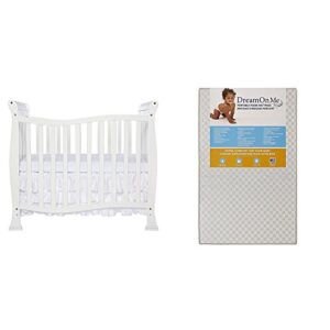 dream on me violet 4 in 1 convertible mini crib with dream on me 3 portable crib mattress, white