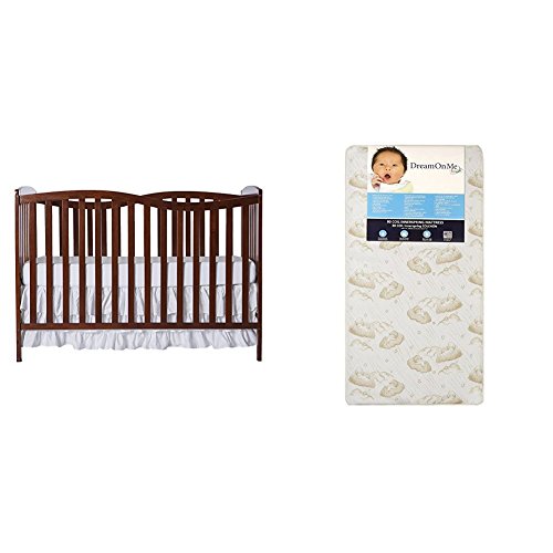 Dream On Me Chelsea 5-in-1 Convertible Crib with Dream On Me Spring Crib and Toddler Bed Mattress, Twilight