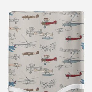 Glenna Jean Fly-by Diaper Changing Pad, Grey Cover-Airplane Print