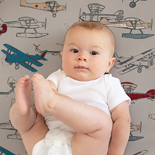 Glenna Jean Fly-by Diaper Changing Pad, Grey Cover-Airplane Print