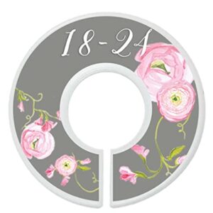 Mumsy Goose Nursery Closet Dividers, Closet Organizers, Baby Girl Clothes Organizers Pink Grey Floral