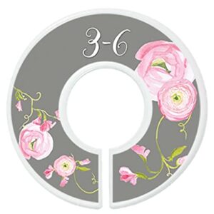 Mumsy Goose Nursery Closet Dividers, Closet Organizers, Baby Girl Clothes Organizers Pink Grey Floral