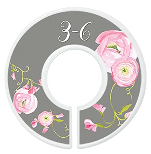 Mumsy Goose Nursery Closet Dividers, Closet Organizers, Baby Girl Clothes Organizers Pink Grey Floral