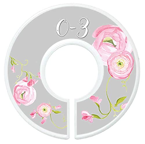 Mumsy Goose Nursery Closet Dividers, Closet Organizers, Baby Girl Clothes Organizers Pink Grey Floral