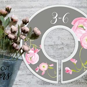 Mumsy Goose Nursery Closet Dividers, Closet Organizers, Baby Girl Clothes Organizers Pink Grey Floral