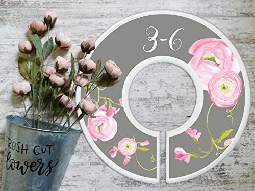 Mumsy Goose Nursery Closet Dividers, Closet Organizers, Baby Girl Clothes Organizers Pink Grey Floral