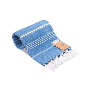 realgrandbazaar Lucky Turkish Towels Beach Towels0 Cotton - Pre Washed, No-Shrink, Quick Dry, Soft 39x71' Large Peshtemal, Turkish Towel, Set can be Made - Goqan (Azure)