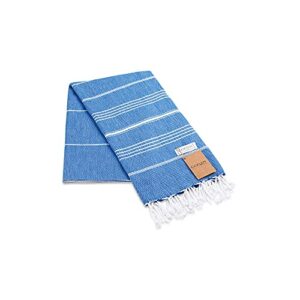 realgrandbazaar Lucky Turkish Towels Beach Towels0 Cotton - Pre Washed, No-Shrink, Quick Dry, Soft 39x71' Large Peshtemal, Turkish Towel, Set can be Made - Goqan (Azure)