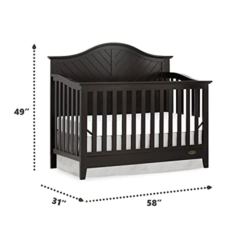 Dream On Me Ella 5-in-1 Full Size Convertible Crib in Dark Brown, Greenguard Gold Certified