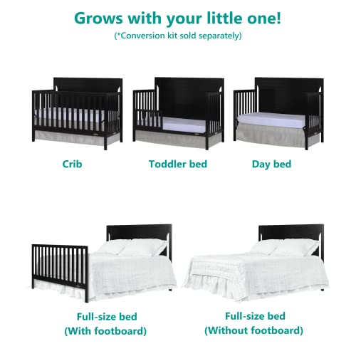 Dream On Me Cape Cod 5-in-1 Convertible Crib, Black , 50x30x44 Inch (Pack of 1)