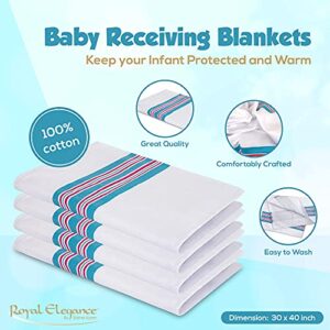 Elaine Karen Flannel Unisex Hospital Receiving Nursing Blankets - 100% Cotton, Unisex, Newborn Swaddle Wrap Baby Blanket Throw, Soft, Warm, Cozy, Infant for Crib, Stroller, 30x40 (12 Pack)