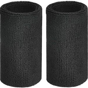 WILLBOND 6 Inch Wrist Sweatband Sport Wristbands Elastic Athletic Wrist Bands for Sports (Black)