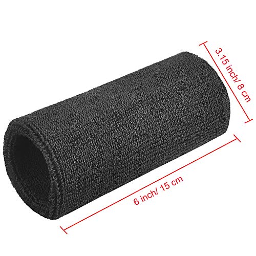 WILLBOND 6 Inch Wrist Sweatband Sport Wristbands Elastic Athletic Wrist Bands for Sports (Black)