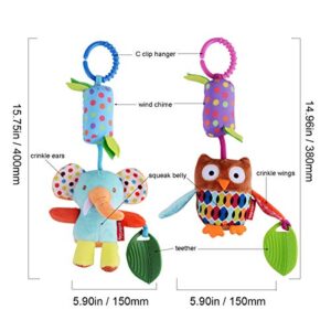 HAHA Baby Toys for 0 3 6 9 to 12 Months, Soft Hanging Crinkle Squeaky Sensory Learning Toy Infant Newborn Stroller Car Seat Crib Travel Activity Plush Animal Wind Chime with Teether for Boys Girls