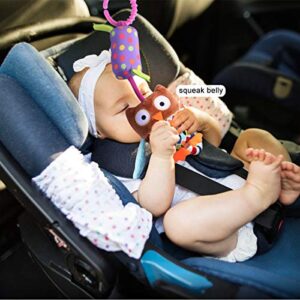 HAHA Baby Toys for 0 3 6 9 to 12 Months, Soft Hanging Crinkle Squeaky Sensory Learning Toy Infant Newborn Stroller Car Seat Crib Travel Activity Plush Animal Wind Chime with Teether for Boys Girls