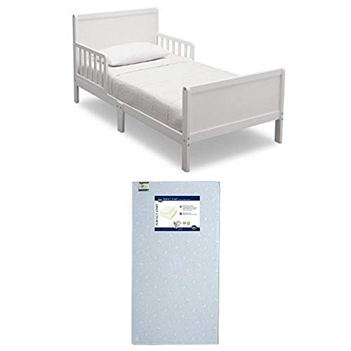 Delta Children Fancy Toddler Bed, Bianca with Serta Perfect Start Crib and Toddler Mattress