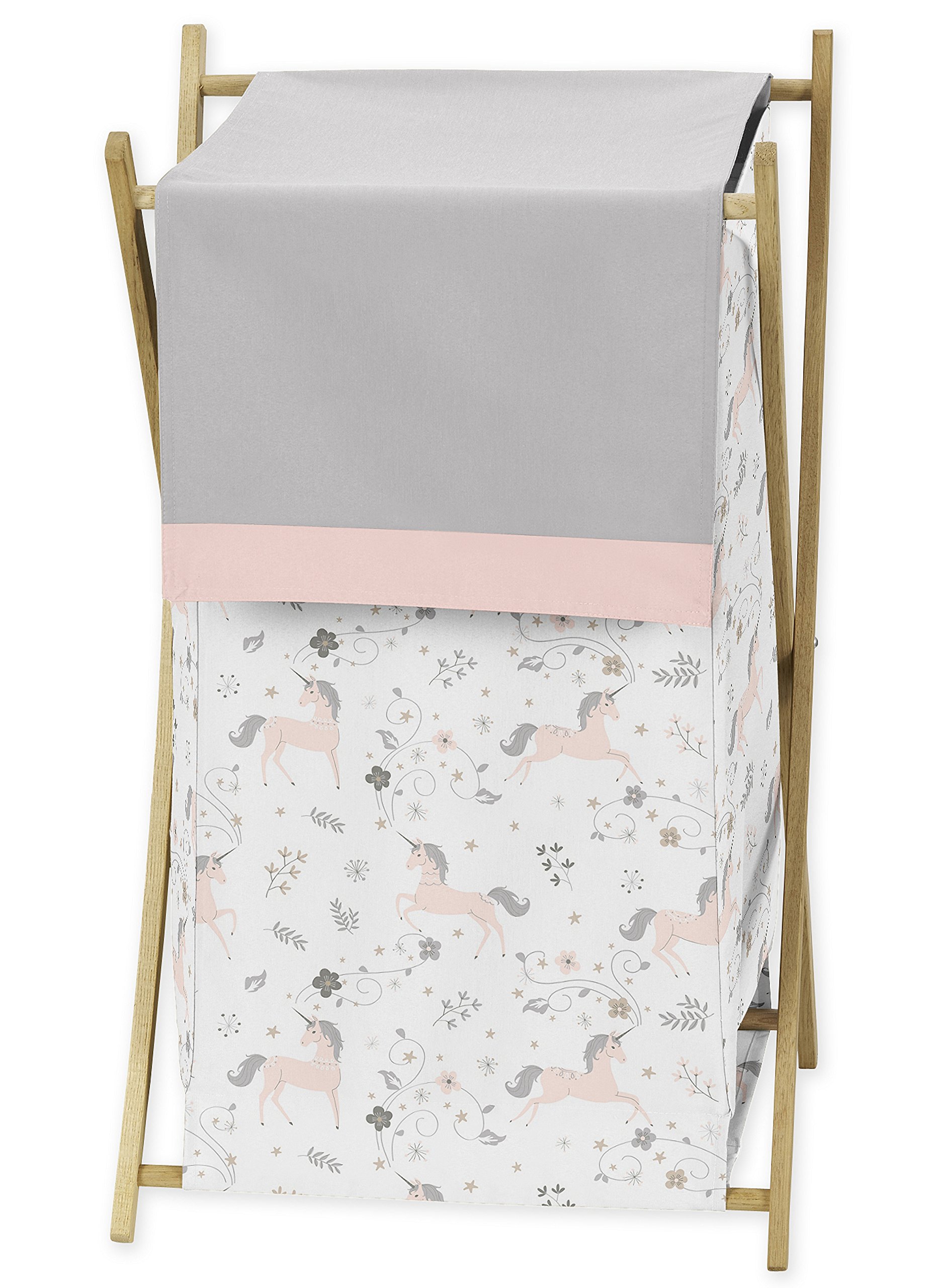 Pink, Grey and Gold Baby Kid Clothes Laundry Hamper for Unicorn Collection by Sweet Jojo Designs