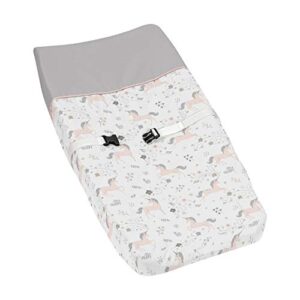 pink, grey and gold changing pad cover for unicorn collection by sweet jojo designs