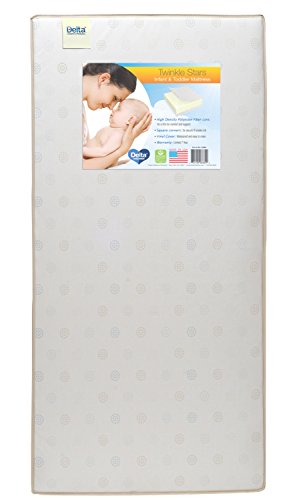 Delta Children Fancy 4-in-1 Crib, Dark Chocolate with Twinkle Stars Crib & Toddler Mattress