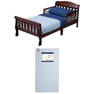 delta children canton toddler bed, cherry with serta perfect start crib and toddler mattress