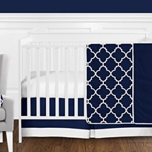 Navy Blue and White Modern Changing Pad Cover for Trellis Lattice Collection by Sweet Jojo Designs