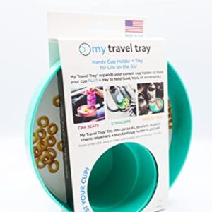 My Travel Tray - Made in USA - A Cup Holder Travel Tray for Car Seats, Enjoyed by Toddlers, Kids and Adults! (Teal)