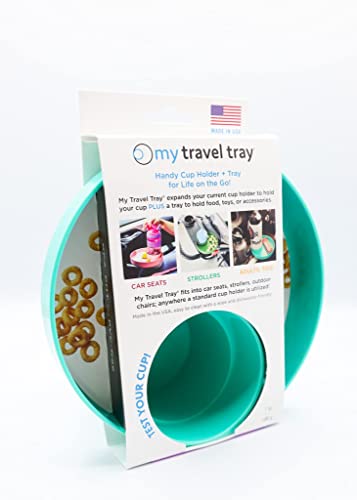 My Travel Tray - Made in USA - A Cup Holder Travel Tray for Car Seats, Enjoyed by Toddlers, Kids and Adults! (Teal)