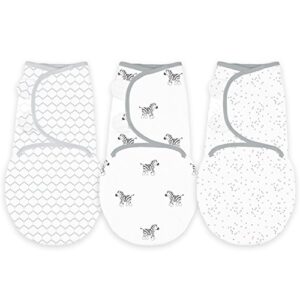 Amazing Baby Swaddle Blanket with Adjustable Wrap, Set of 3, Zebra, Confetti and Lattice, Sterling, Small