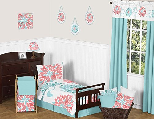 Baby Children Kids Clothes Laundry Hamper for Turquoise and Coral Emma Bedding Set