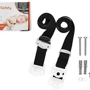 Tv Safety Straps - Furniture Anchors to Wall - Anti Tip Baby Proofing Strap for Flat Screen - Anti-tip Prevention - Babyproof Anchor to Secure Stand, Dresser, Cabinet, Shelves - Pack of 2