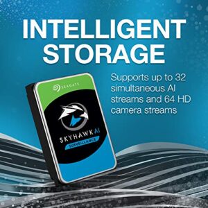 Seagate Skyhawk AI 10TB Surveillance Internal Hard Drive HDD–3.5 Inch SATA 6Gb/s 256MB Cache for DVR NVR Security Camera System with Drive Health Management-Frustration Free Packaging (ST10000VE0004)